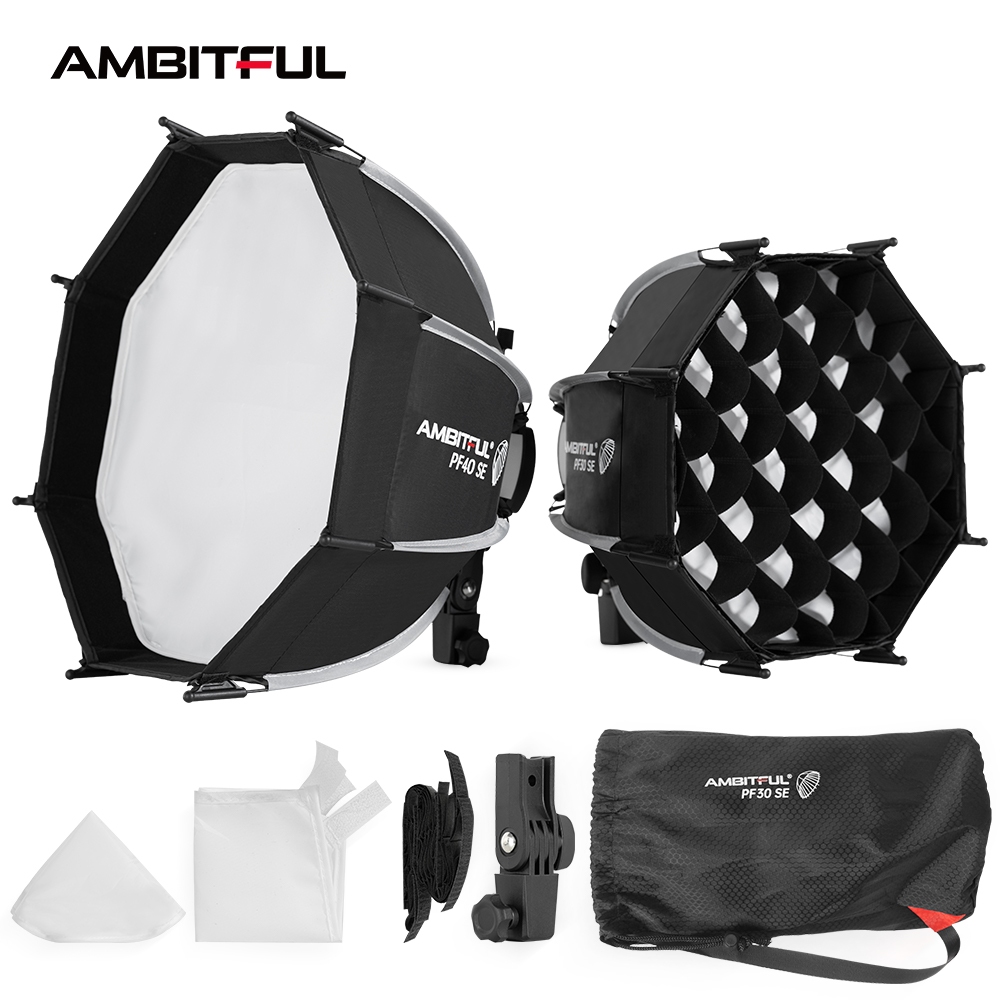 AMBITFUL 30cm 40cm PF30 PF40 Octagon Deep Mouth Soft Light Box Mini Quick Release Softbox For ...