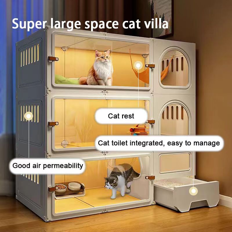Cat Villa with Toilet Drawer Integrated Indoor Large Free Space One ...