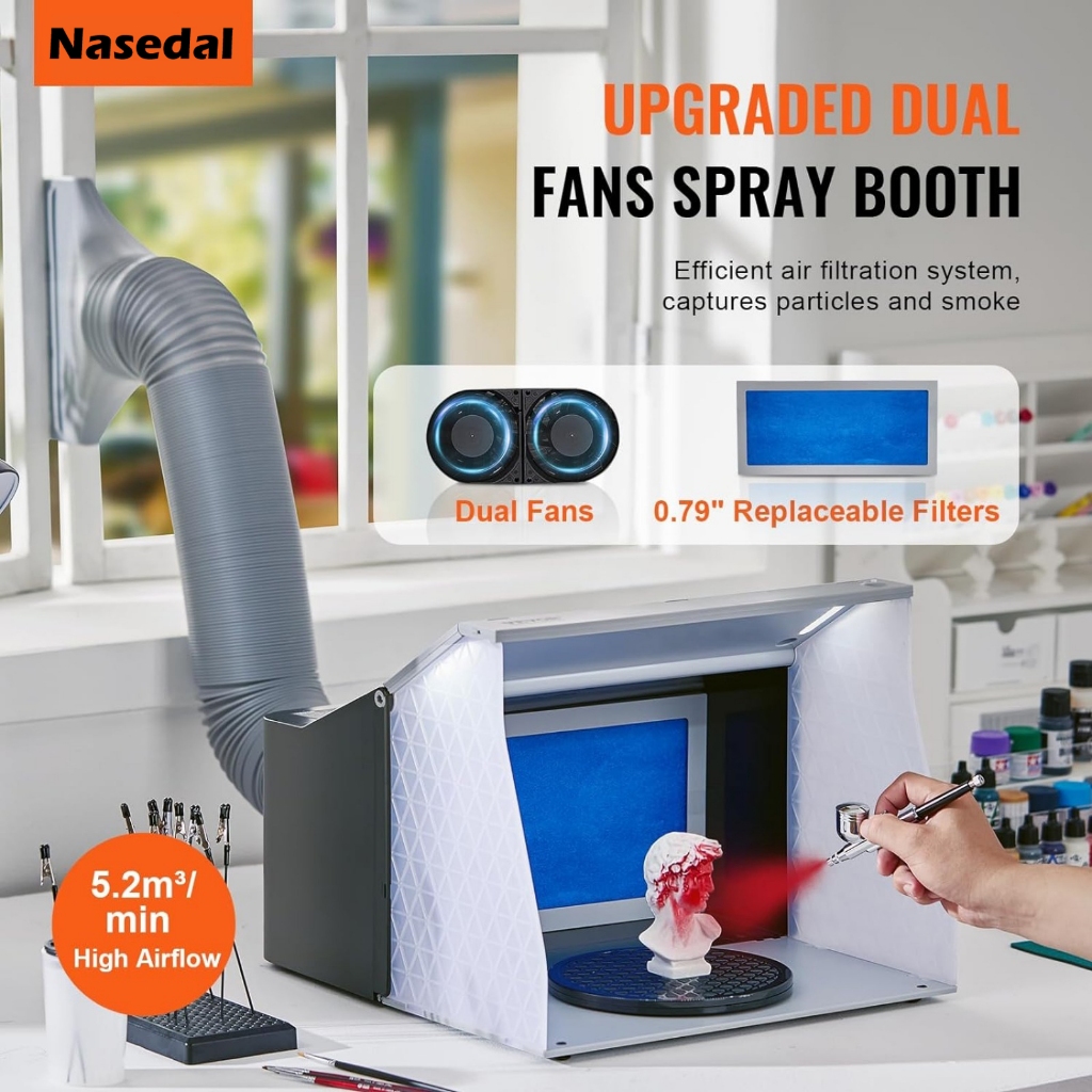 Airbrush Model Painting Spray Booth with 4 Led Light 2 Fans Hobby Model ...