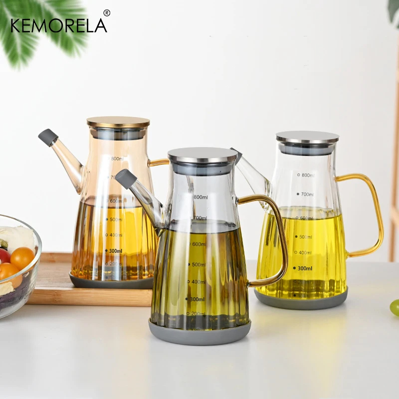 1Pc Glass Oil Pot For Large Capacity Seasoning Bottle With Graduated ...