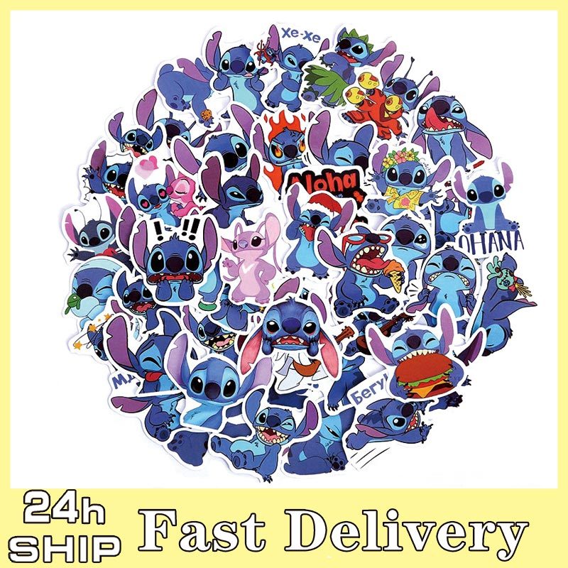 50PCS Disney Stitch Stickers Anime Decal Skateboard Laptop Guitar Cute ...