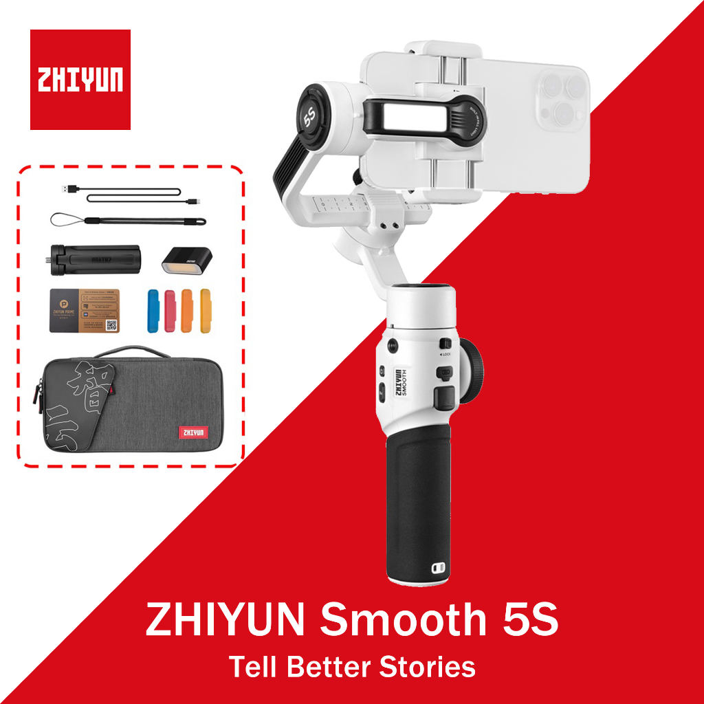 ZHIYUN Smooth 5S Smartphone Gimbal Stabilizer,3 Magnetic LED Lights,3 ...