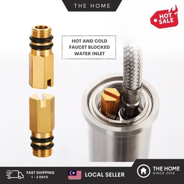 Hot and Cold Water Faucet Copper Plug Hose Block Water Tap Stop Inlet ...