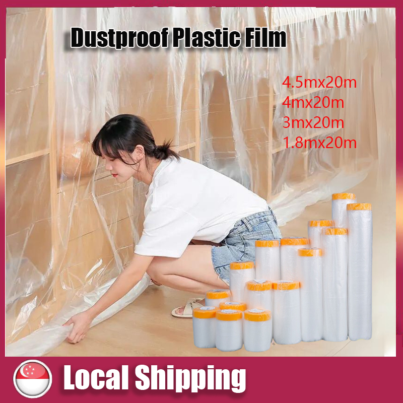 【SG Seller】450cm x 20m Plastic Dust Cover Film Disposable Furniture ...