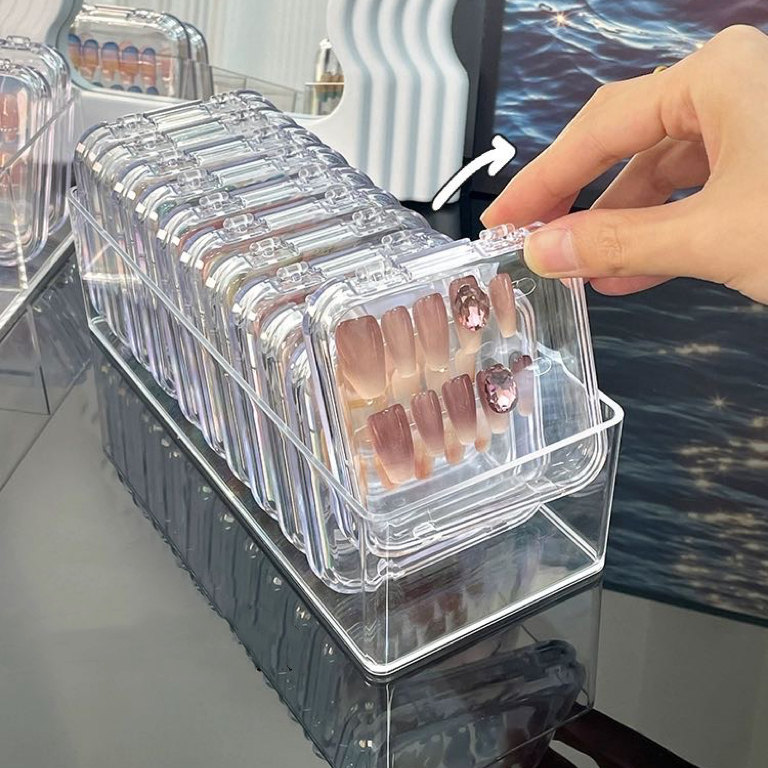 Fake Nails Display Acrylic Transparent Seal Collection Dustproof Fake ...