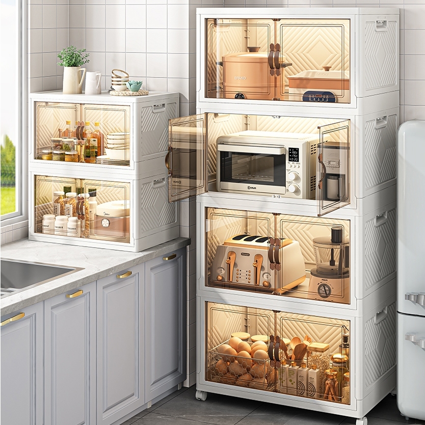 【SG Stock】Folding Storage Box Cabinet Wardrobe With Wheels Transparent ...