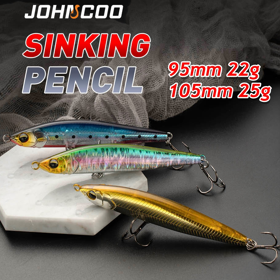 Fishing Lure 95mm 105mm Sinking Pencil Bait with anti-Corrosion hooks For Long Casting Lure ...
