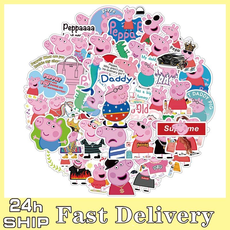100PCS Animated Peppa Pig Kid Sticker George Pig Graffiti Kindergarten ...