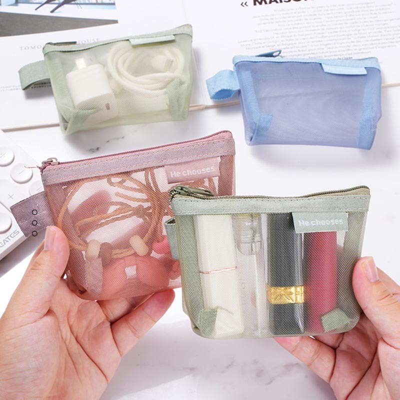 Mini Key Bag Square Coin Bag Mesh Coin Purse Transparent Storage Bag ...