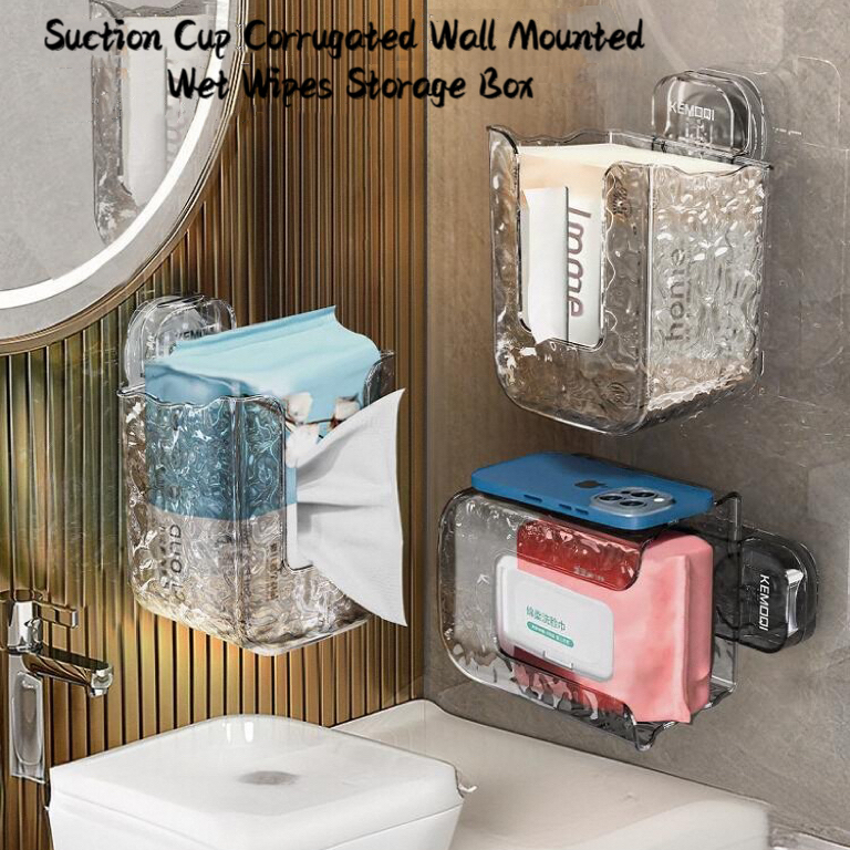 Wet Wipes Box Suction Cup Wall Mounted Bathroom Waste Wipes Facial ...