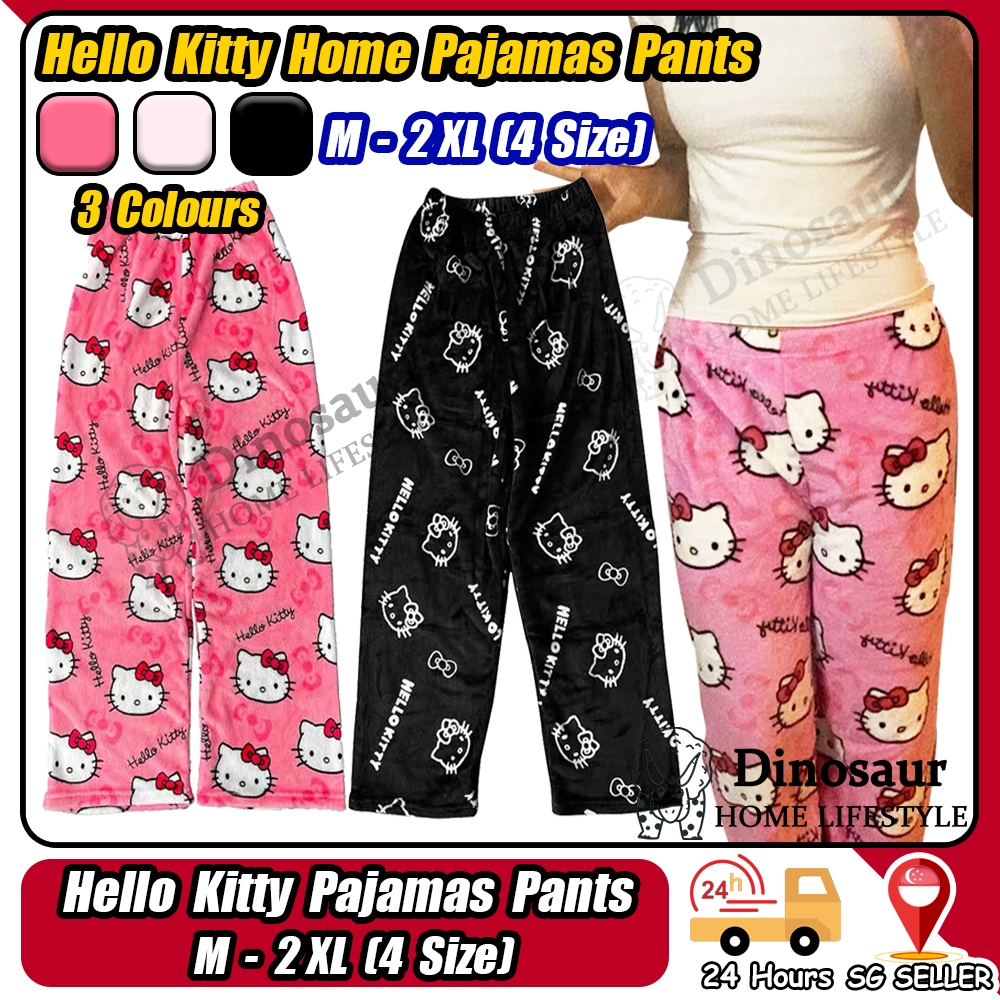 🇸🇬 ReadyStock - 2025 New Coral Fleece Hello Kitty Pajama Pants Women's ...