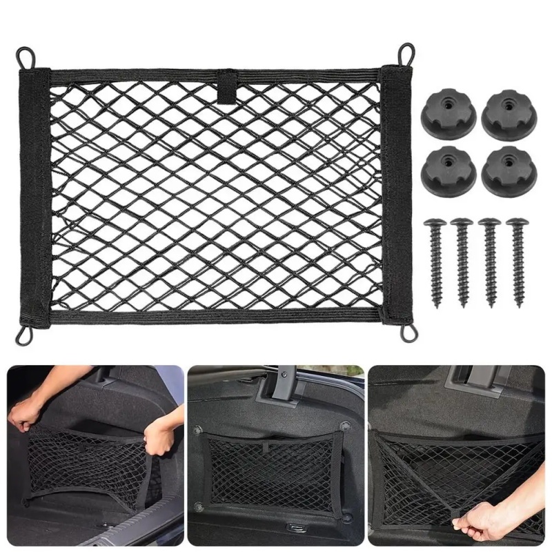 Car Back Rear Trunk Storage Net Elastic Car Interior Mesh Pocket Large ...