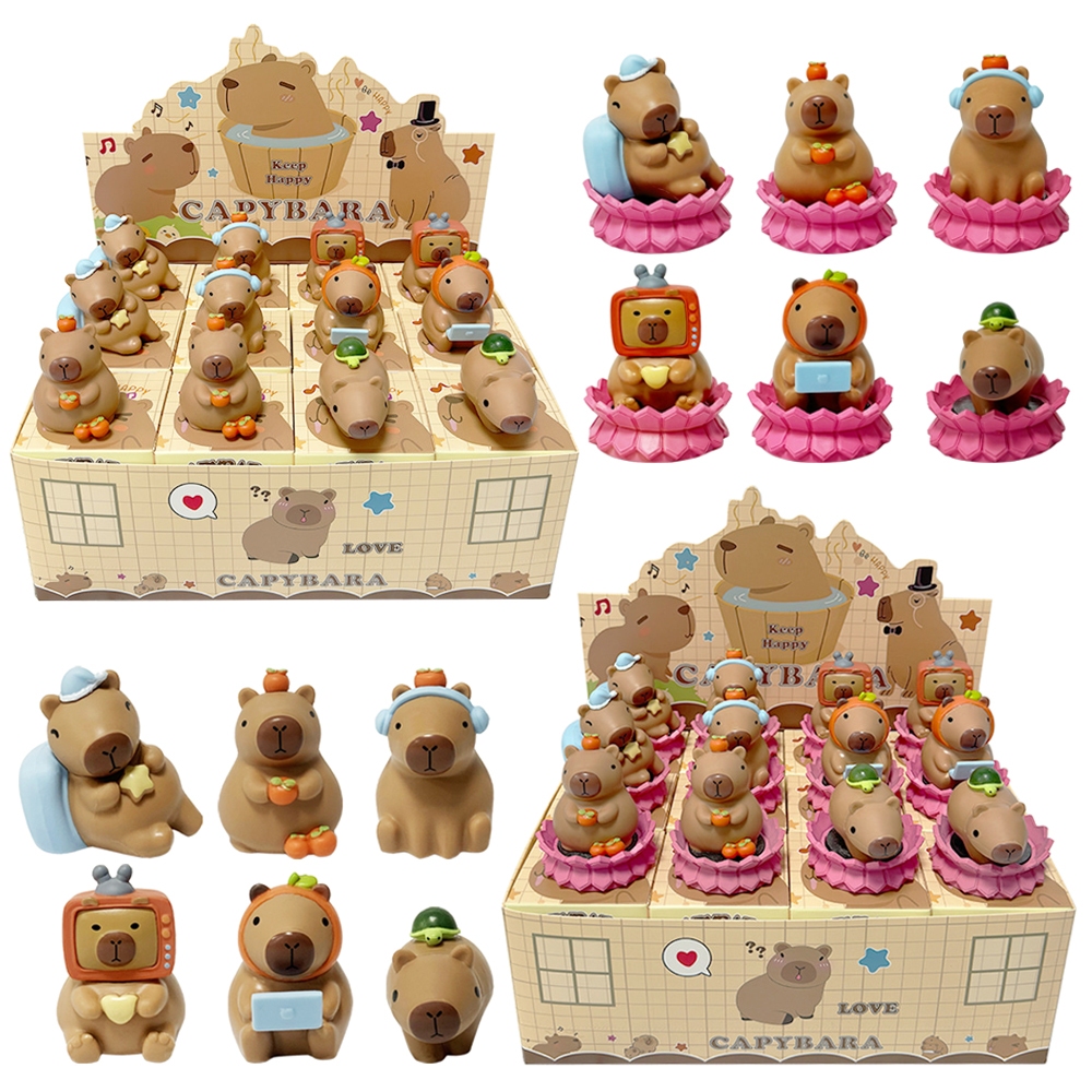 6Pcs/12Pcs/Set Cute Animal Capibara Capybara Figure Toys Simulation ...