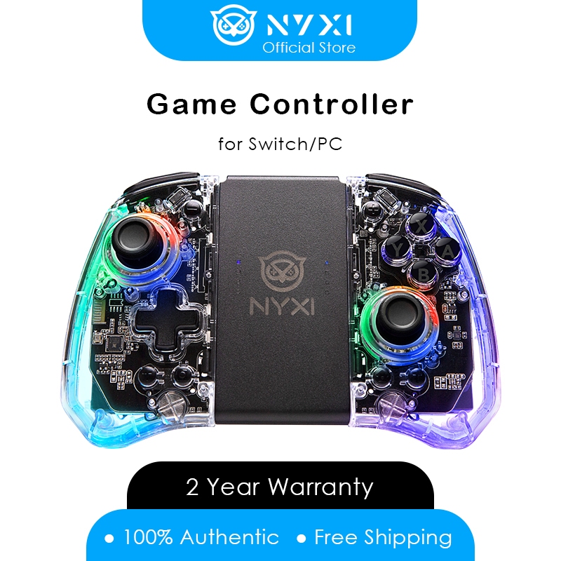 NYXI Hyperion Bluetooth Game Controller Transparent Wireless Joycon for ...