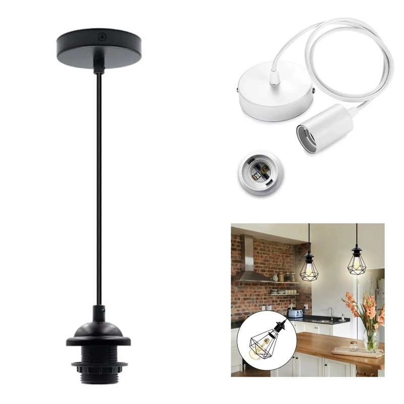 Vintage Edison Lamp E27 Screw Base Hanging Pendant Light Fixture Full ...