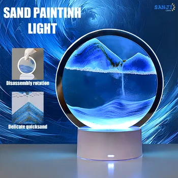 LED RGB Sandscape Lamp Moving Sand Flowing Sand Painting 3D Natural ...