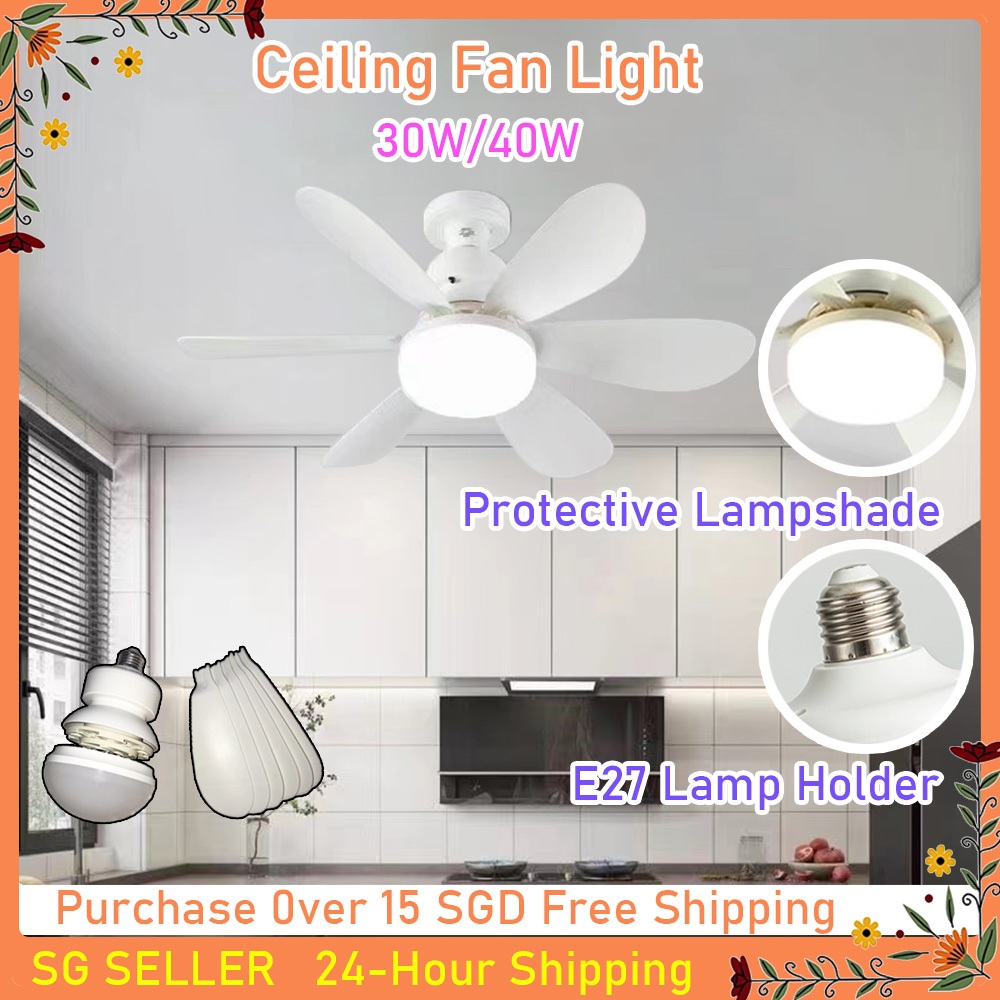 SG SELLER Ceiling Fan Light E27 Ceiling Fan With Light 6 Blades Small ...