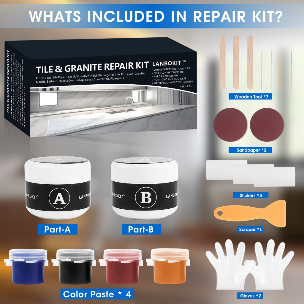 Tile and Fiberglass Tub Repair Kit, Marble and Granite Repair Kit ...