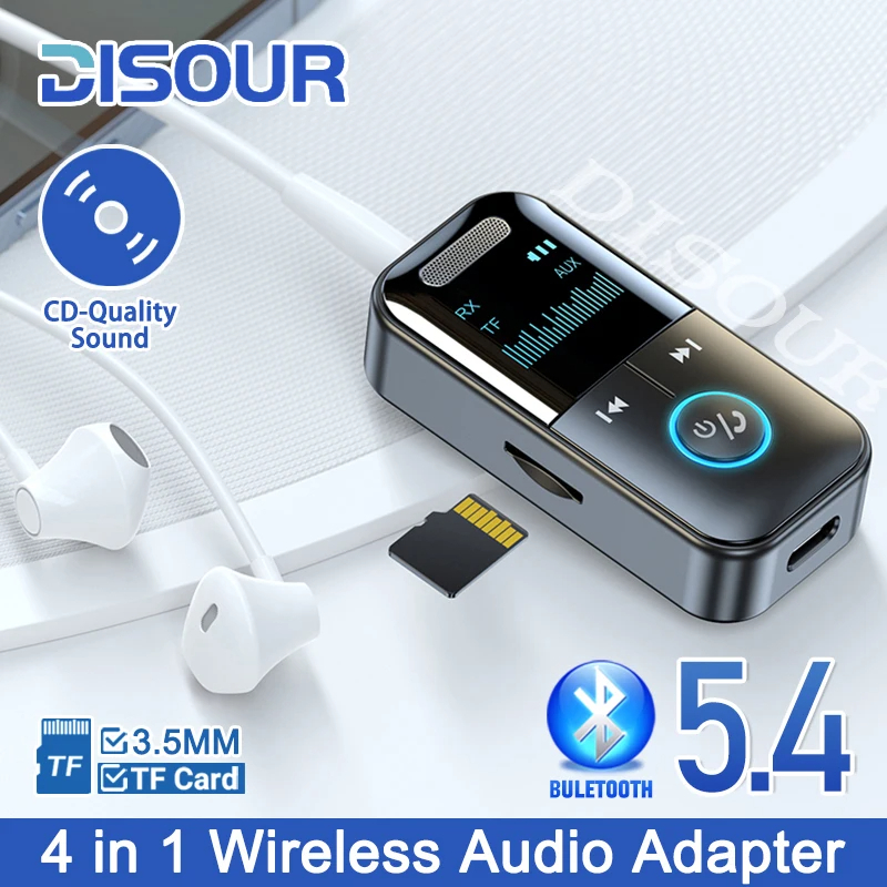 4 in 1 Bluetooth 5.4 Adapter Transmitter Receiver with LED Display ...