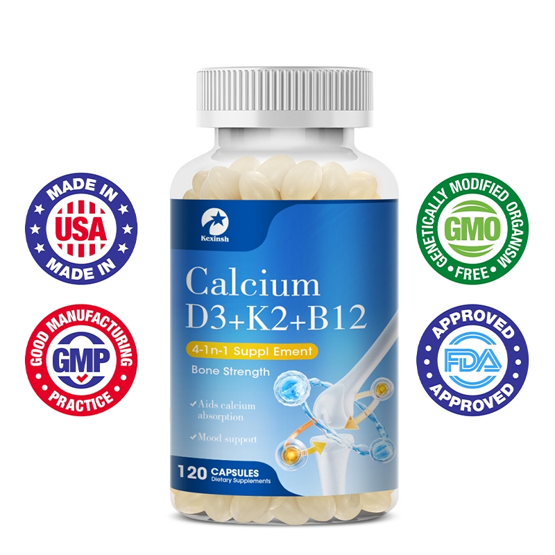 4-in-1 Calcium Supplements for Women & Men - Calcium 600mg with Vitamin D3 K2 B12 5000 IU ...