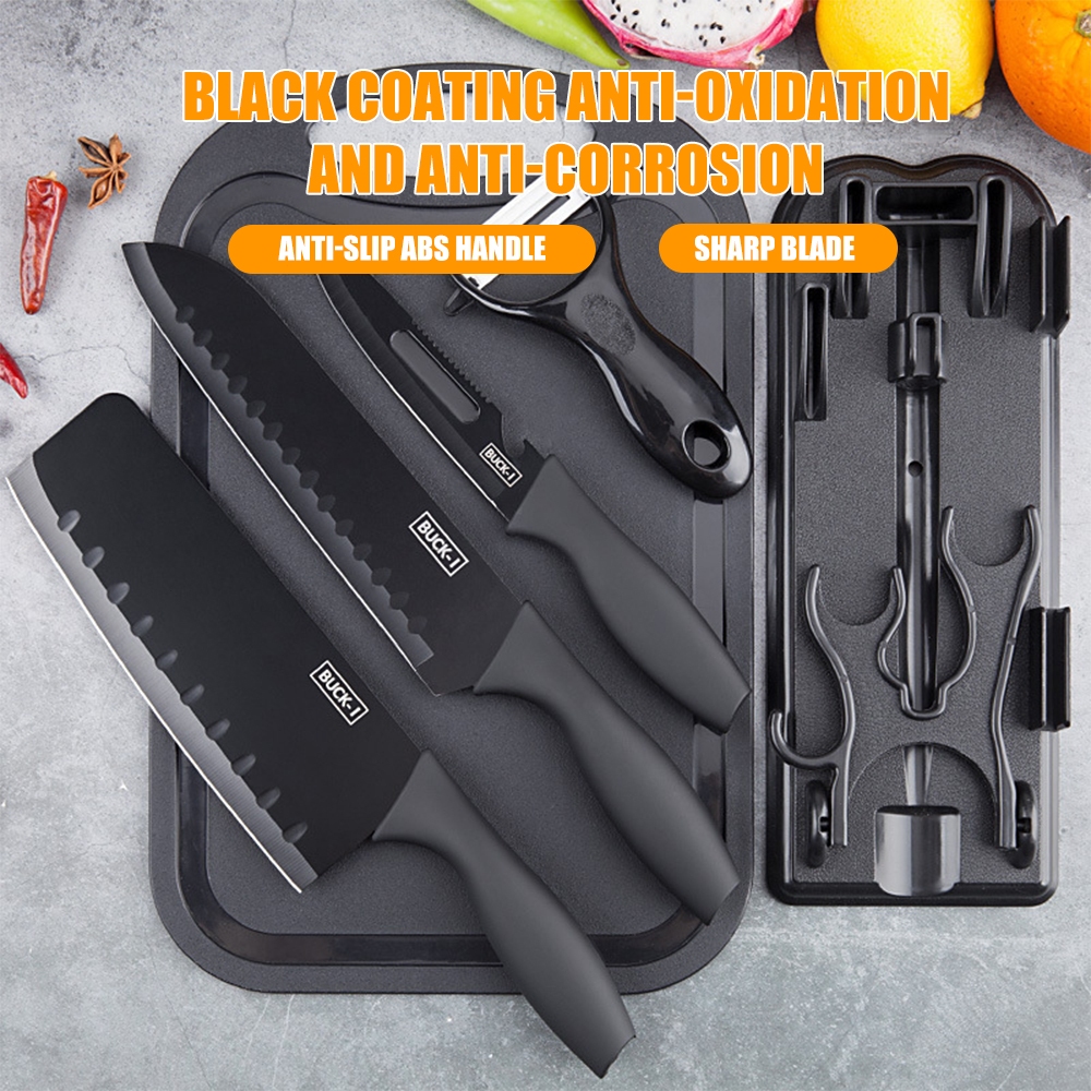 knife set with holder chef knife set fruit knife chopping board ...