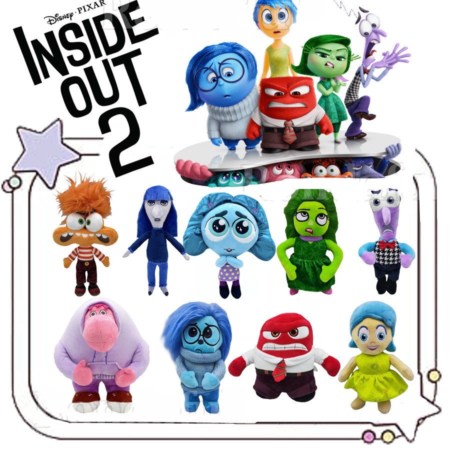 Inside Out 2 Plush,40cm Disney Anxiety Sadness Anger Joy Fear Disgust ...