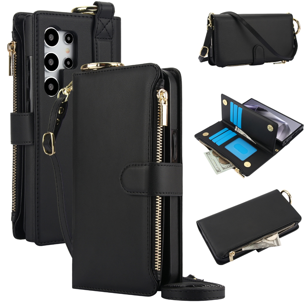 Card Case For Samsung S23 Ultra With Diagonal Strap Lanyard Wallet Bag ...