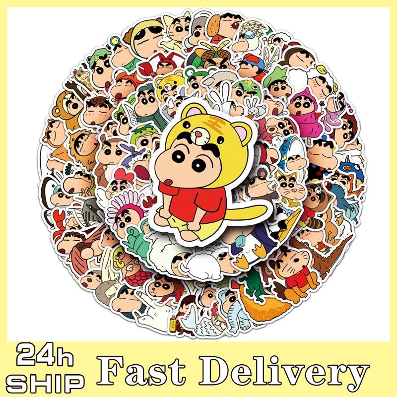 100PCS Animated Crayon Shin-chan Cartoon Sticker Cute Creative Kawaii ...
