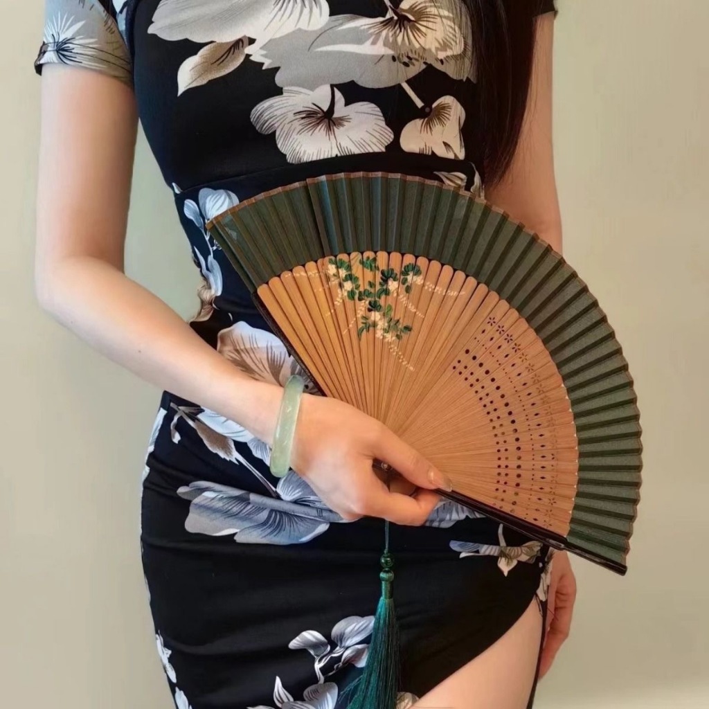 Premium Chinese Aesthetic Portable Manual Hand Fan Dance Silk Fan ...