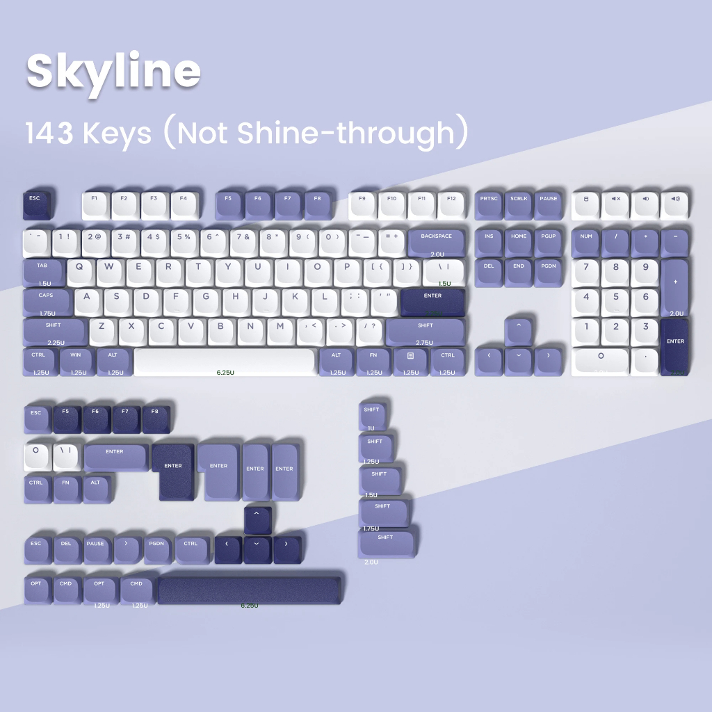 144 Keys Low Profile Keycaps Double Shot PBT Keycap for Gateron MX ...