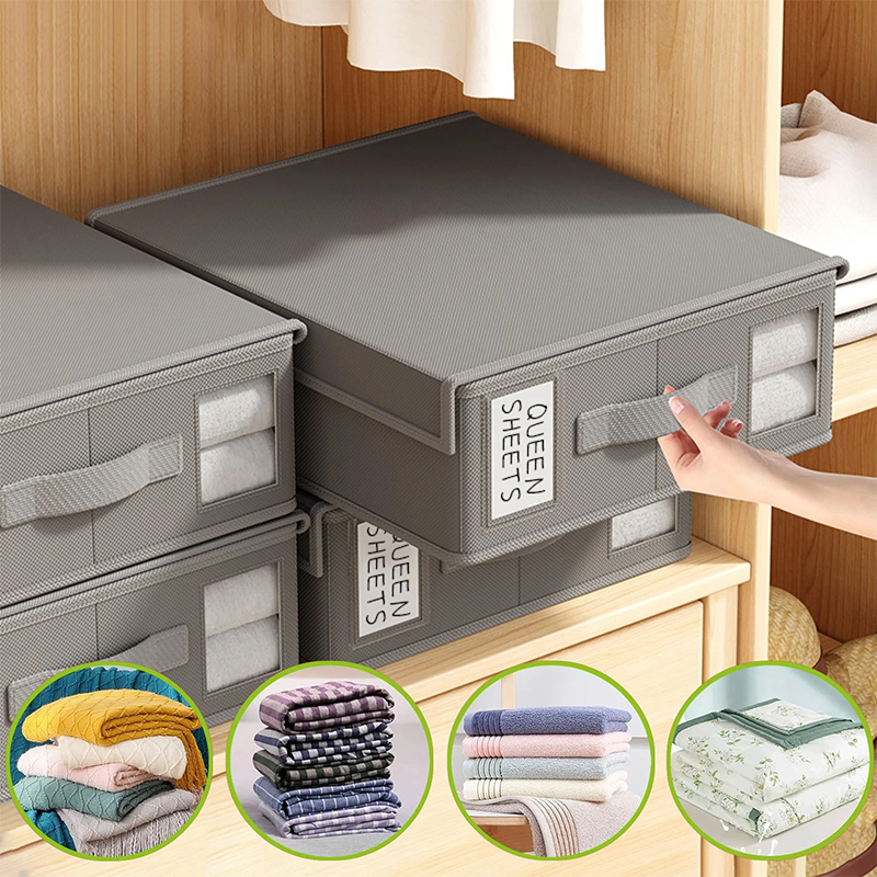 Wardrobe Organizer Clothes Quilt Sheet Storage Box With Lid Home ...