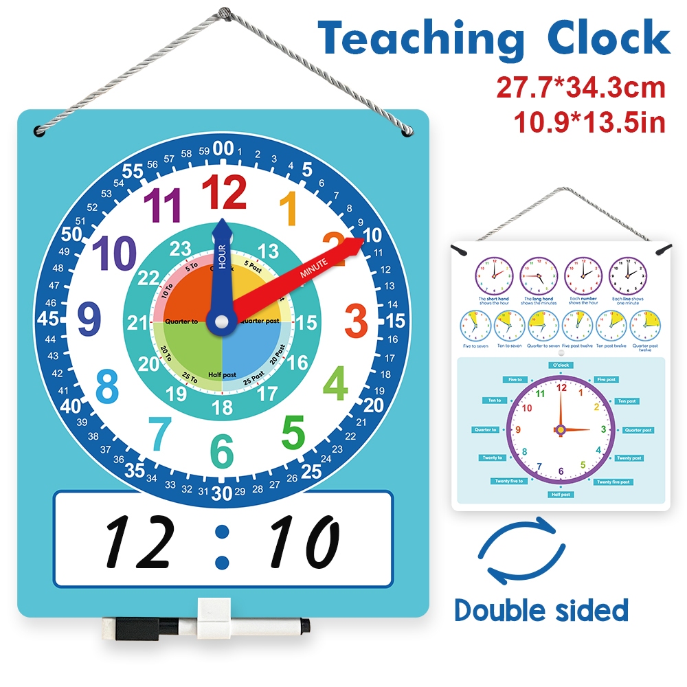 Kids Montessori Learning Clock Toy Write & Wipe Demonstration Clocks ...