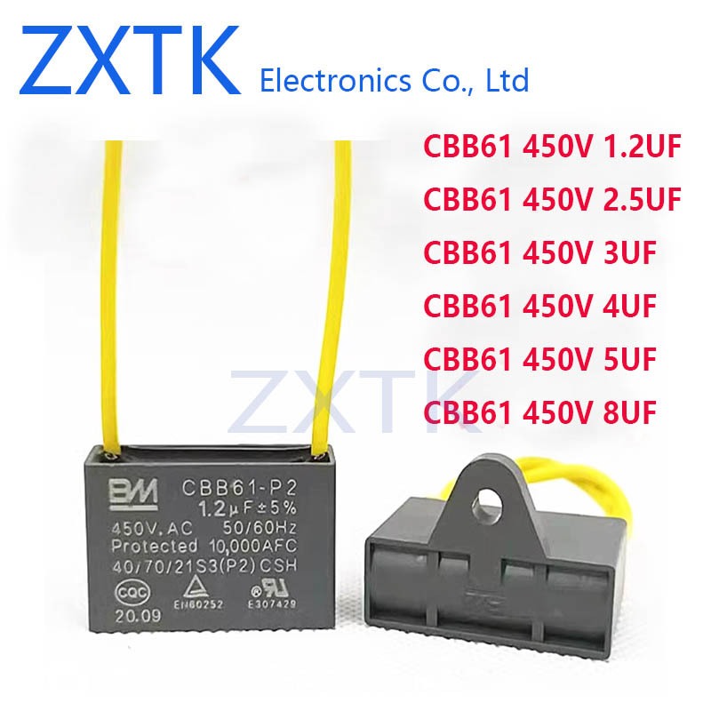 2PCS CBB61-P2 Fan Start Capacitor 1.2UF 2.5UF 3UF 4UF 5UF 8UF 10UF ...