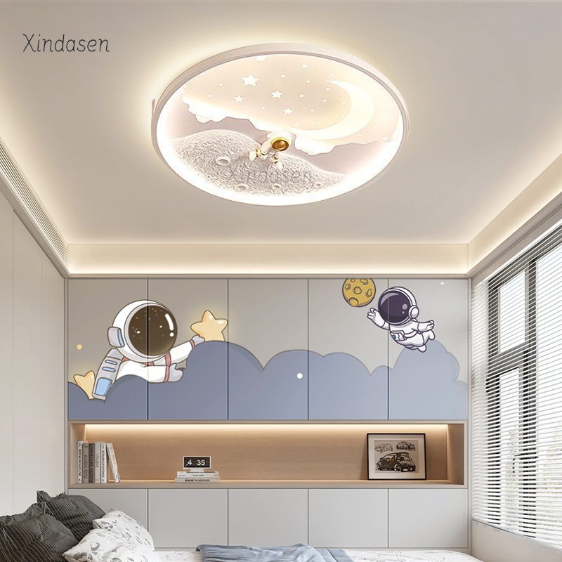 Dimmable Modern LED Ceiling Light For Kids Room With Astronaut And ...
