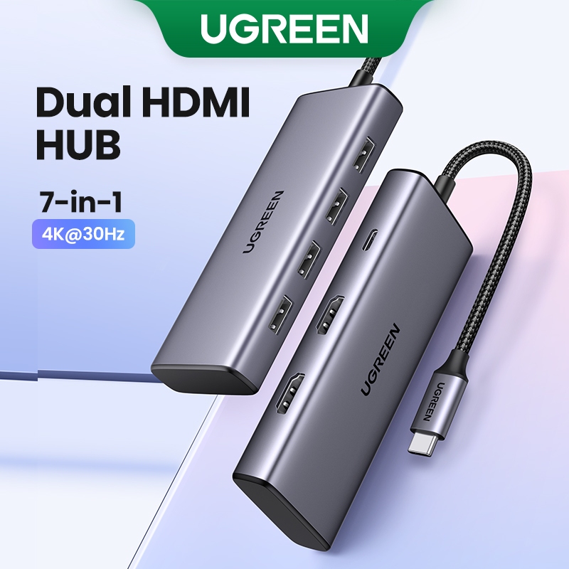 UGREEN 7-in-1 Dual HDMI Hub Type C to HDMI 5Gbps PD100W 4K@30hz Single ...