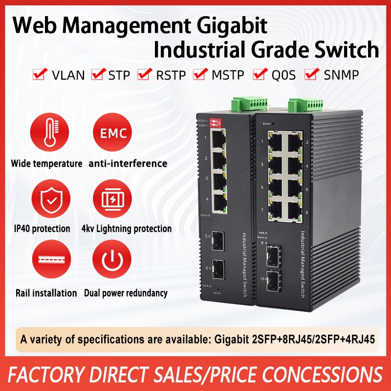 web-managed Gigabit 2SFP+4/8RJ45 industrial-grade switch supports loop ...