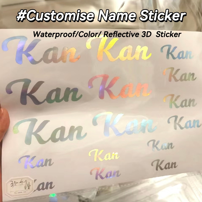 Customise Name Sticker --Waterproof/Color/ Reflective LOGO Sticker 3D ...