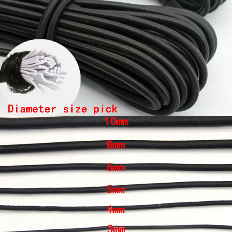 5 Meters/Lot 3/4/5/6/8/10mm Black Round Elastic Band Cord Elastic ...