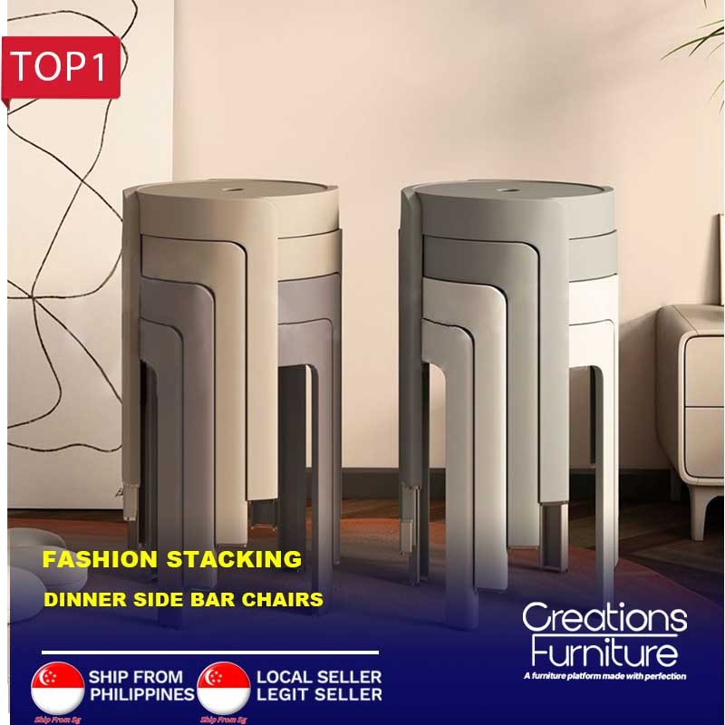 [SG Seller ]Stackable Plastic Stool Chair Dining Chair Set of Living ...