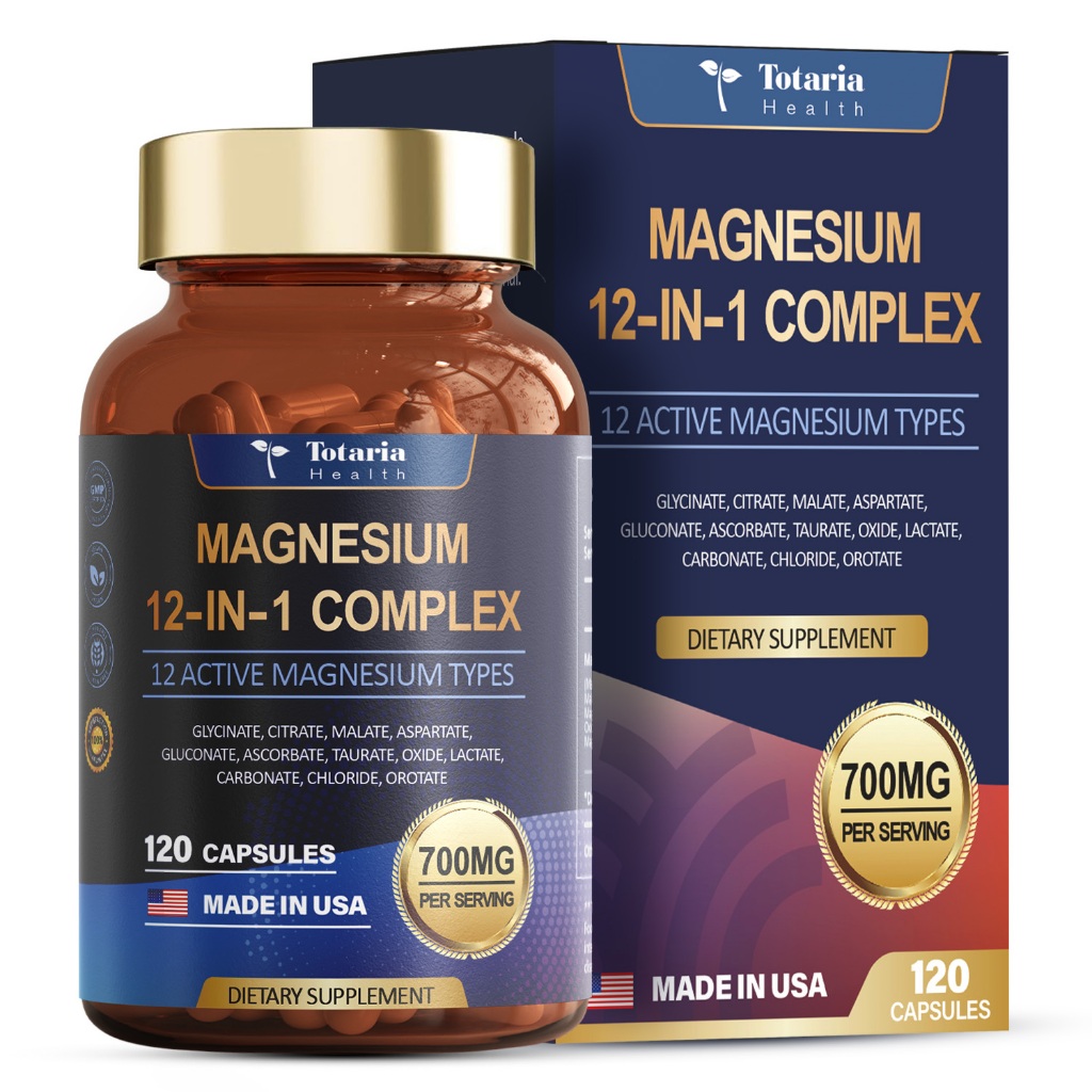 Totaria Magnesium Complex 700mg Magnesium Glycinate Supplement With 12 ...