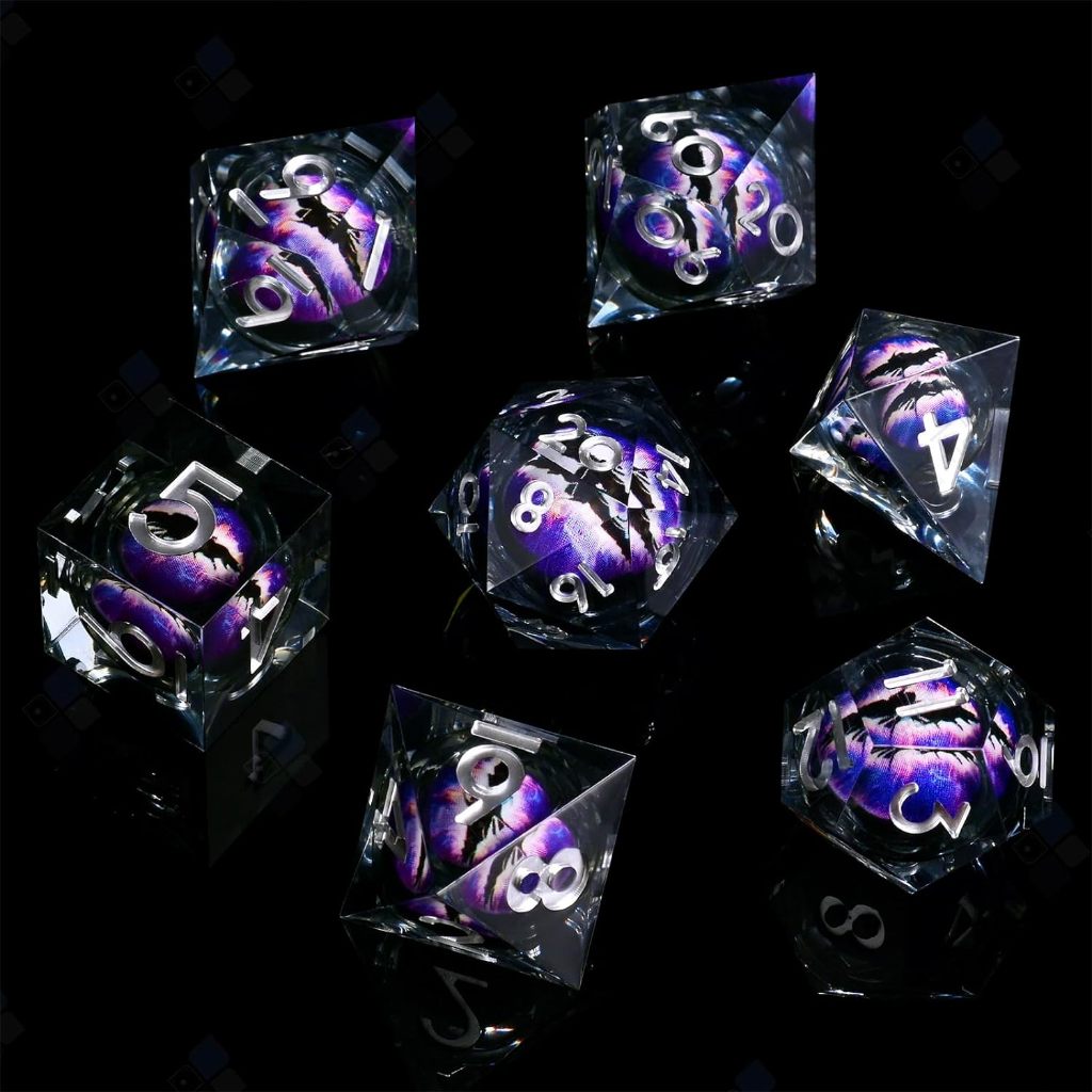 DND Resin Dragon Eye Dice Set for RPG & Role Playing - 7pcs Polyhedral ...