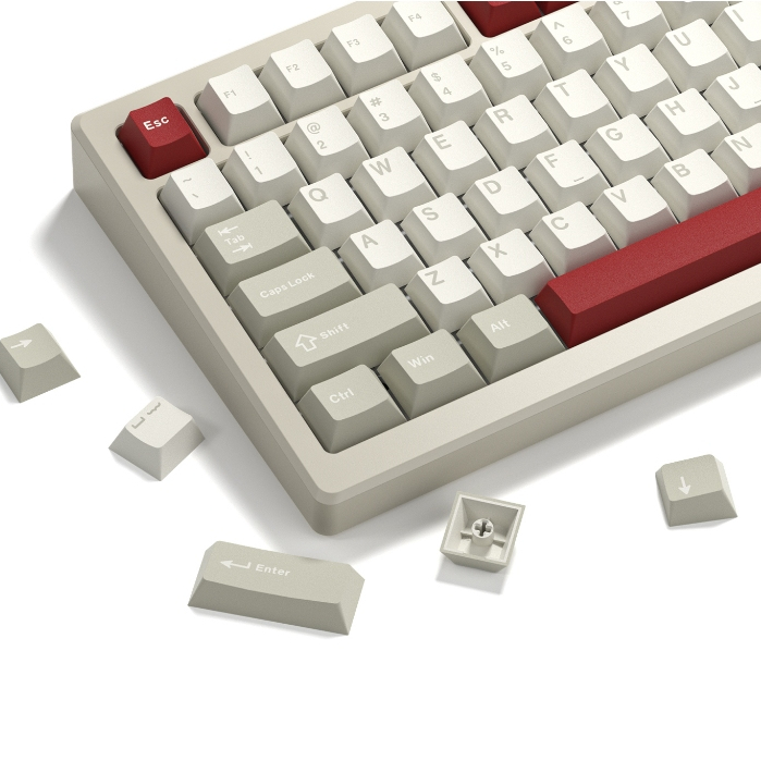 WOMIER 138 Keys Cherry Profile Retro Grey Keycaps Double Shot PBT ...