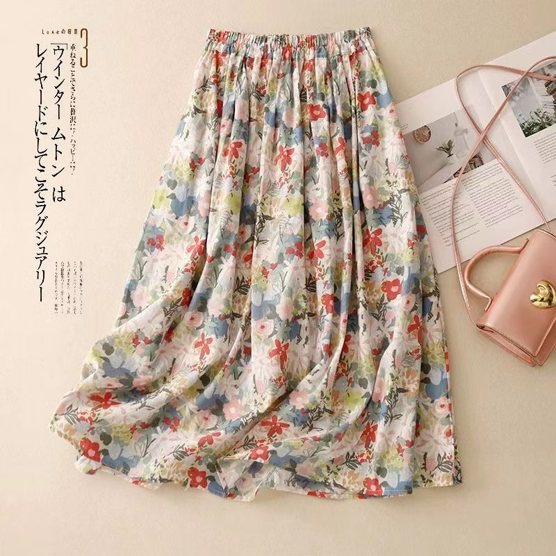 French Style Oil Painting Style Skirt Women Summer New Style Literary ...