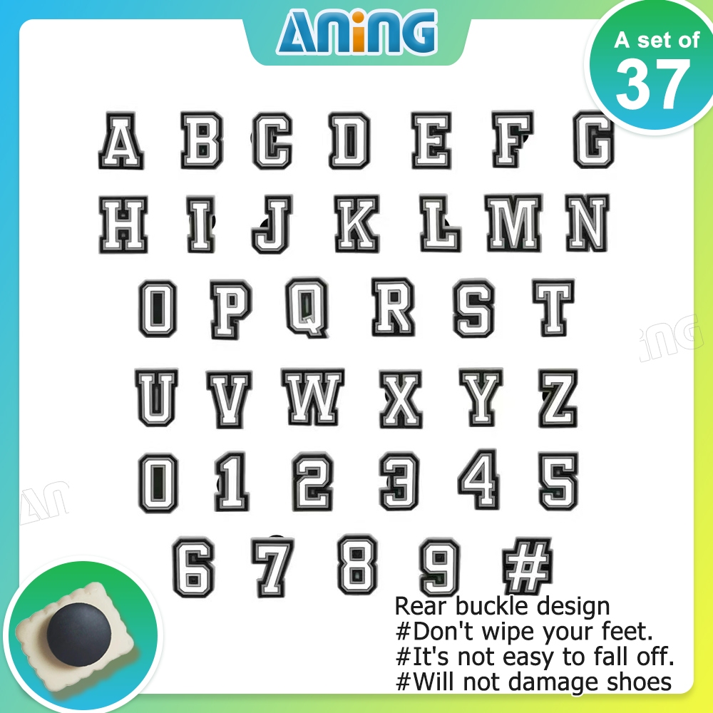1Pcs letter jibbitz for Crocs Jibbitz Numeric and letter series shoe ...