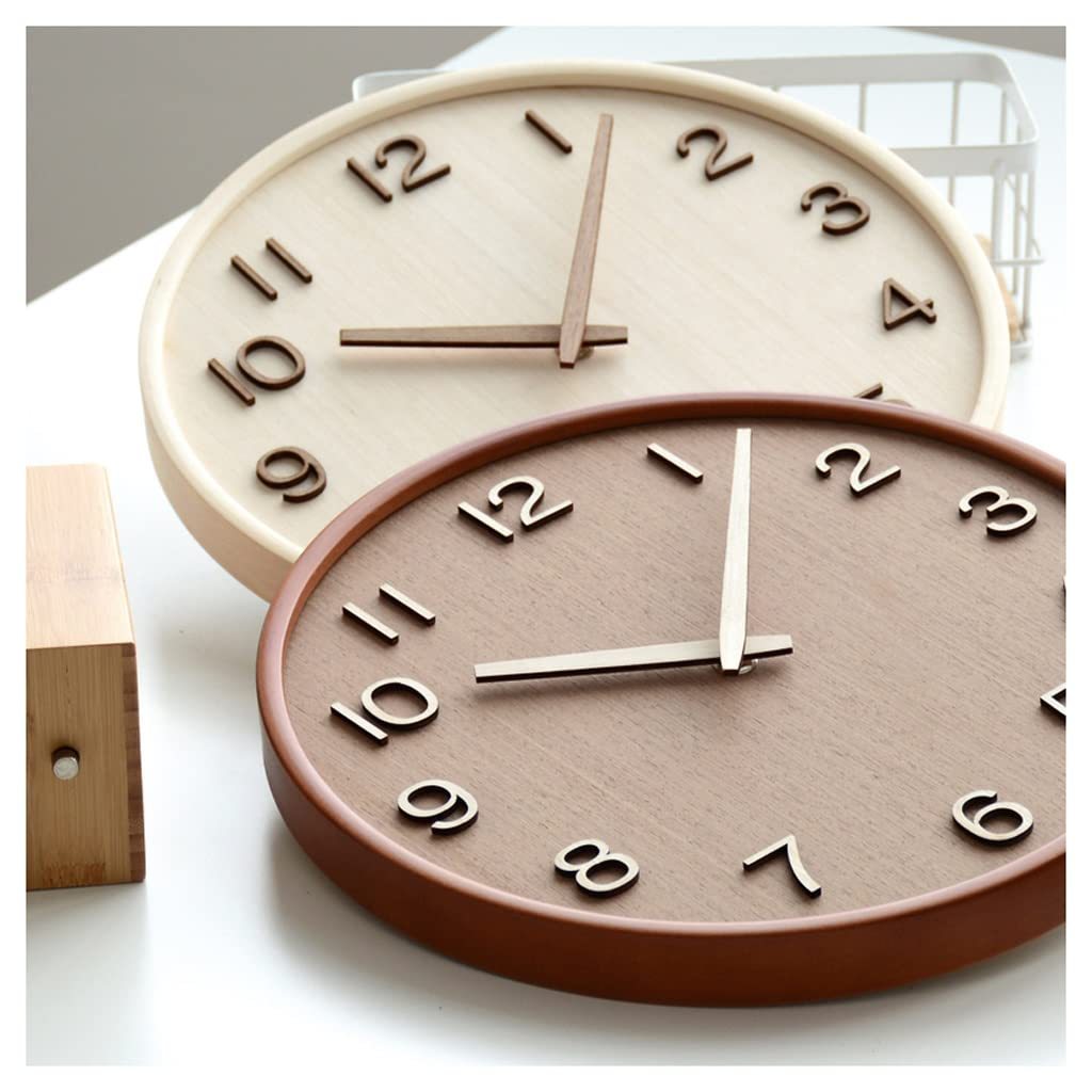 AIMI Japanese Style Wooden Silent Wall Clock Living Room Home ...