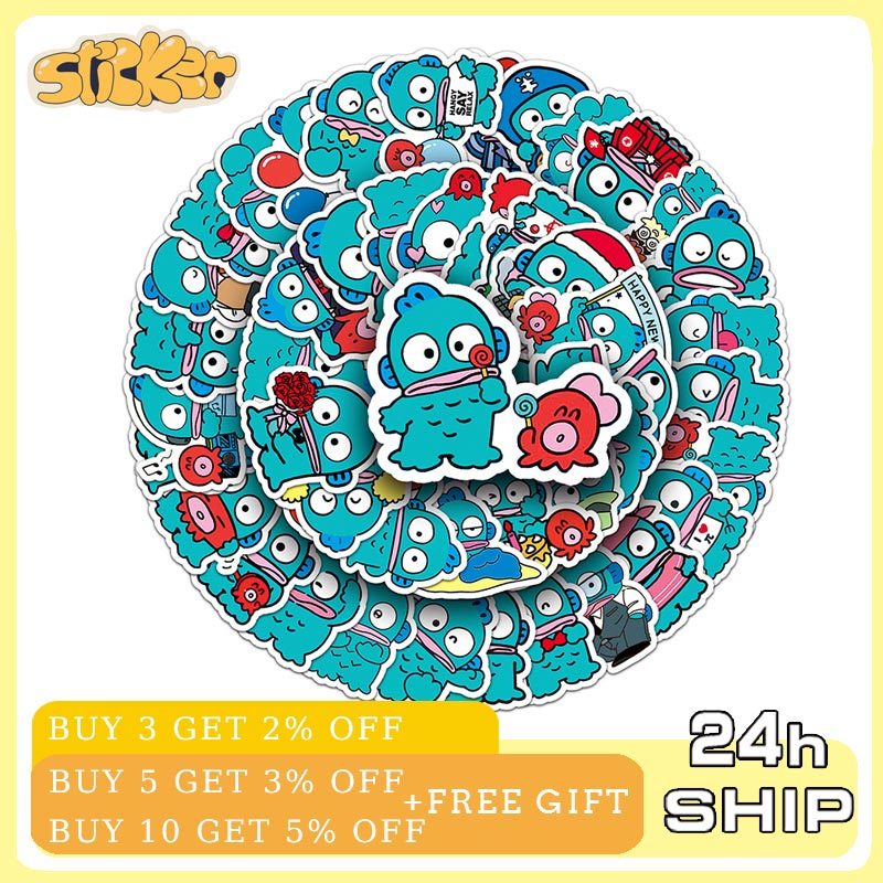 50PCS Cartoon Sanrio Hangyodon Stickers Cute Waterproof PVC Sticker for ...