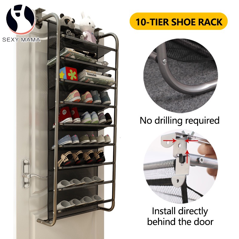 Metal ten-layer shoe rack with door economical multi-layer shoe cabinet ...