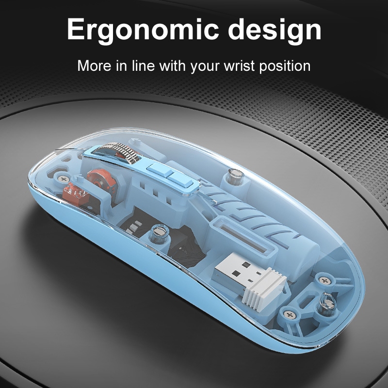 【SG Stock】Transparent Bluetooth Mouse Wireless Mouse Dual-Mode Silent ...