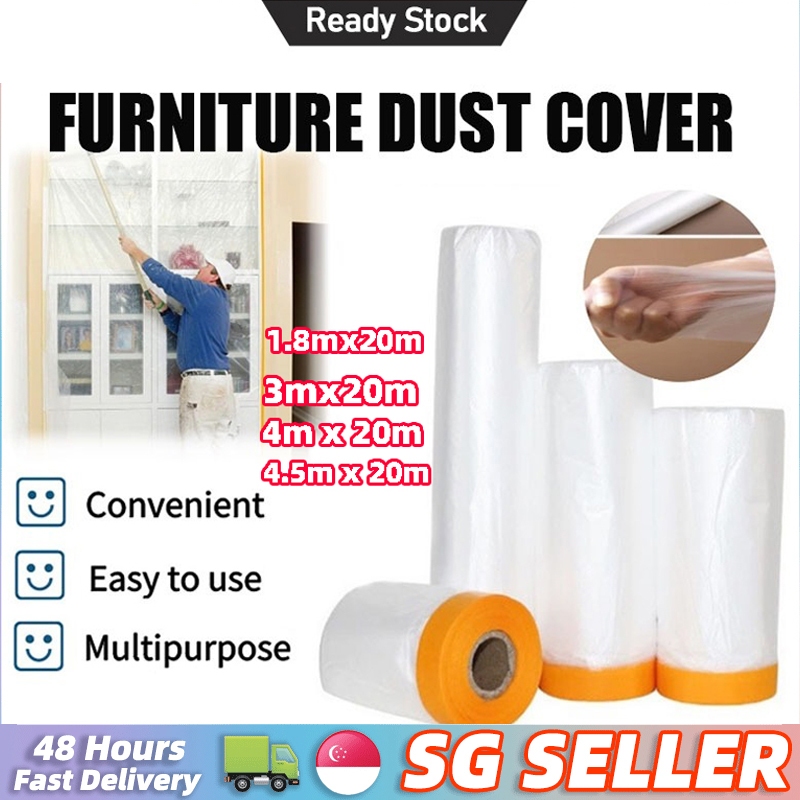 SG STOCK Pre-Tape Masking Film / Painter Tape Plastic Drop Cloth ...