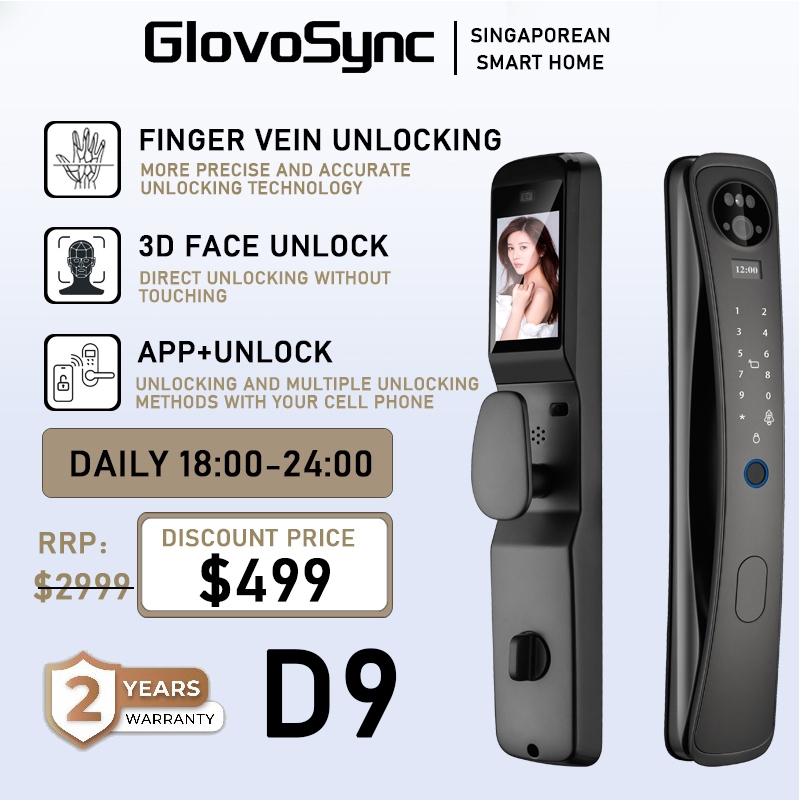 GLOVOSYNC HDB Fingerprint Smart Lock With Face Recognition , Camera ...